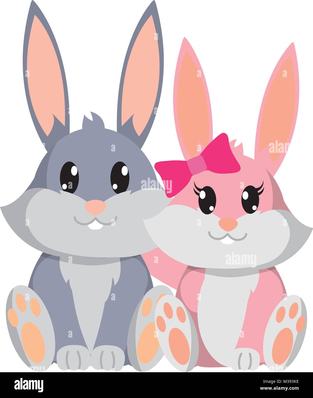 colorful rabbit couple cute animal together Stock Vector Image & Art ...
