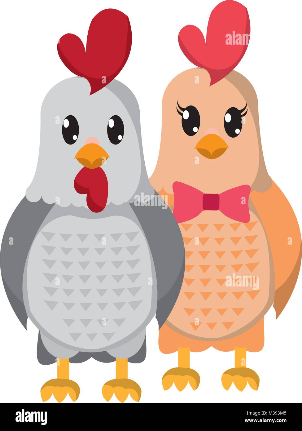 colorful rooster and hen couple cute animal Stock Vector Image & Art ...