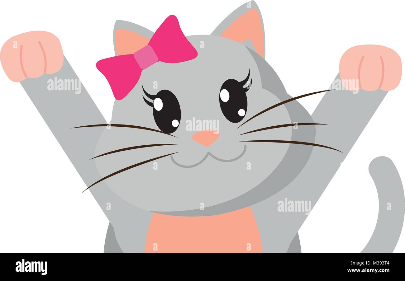 colorful adorable female cat with hands up Stock Vector Image & Art - Alamy