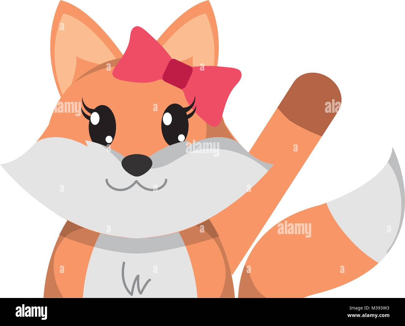 colorful adorable female fox animal with hand up Stock Vector Image ...