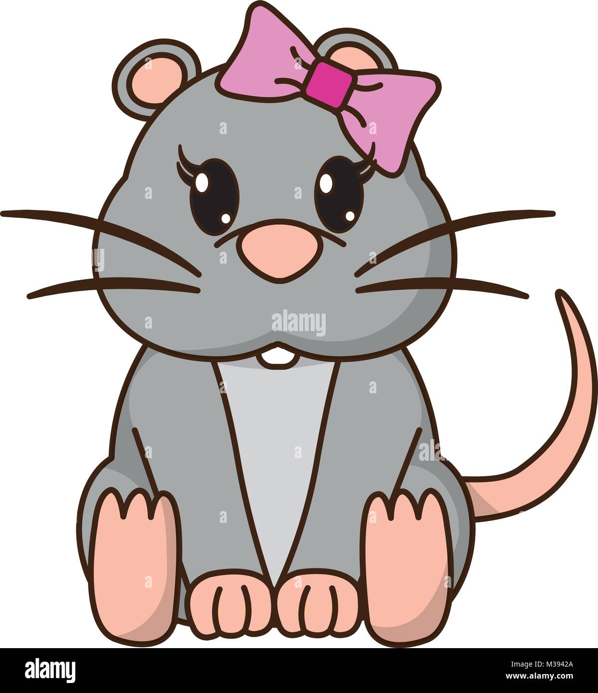 female mouse cute animal with ribbon bow Stock Vector Image & Art - Alamy