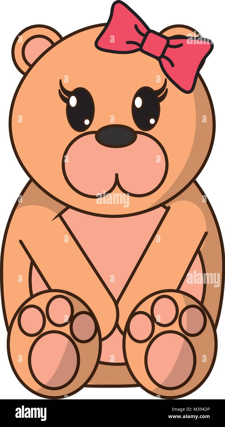 female bear cute animal with ribbon bow Stock Vector Image & Art - Alamy