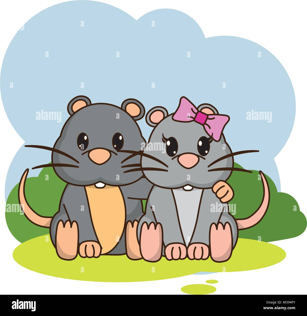 mouse couple cute animal in the landscape Stock Vector Image & Art - Alamy