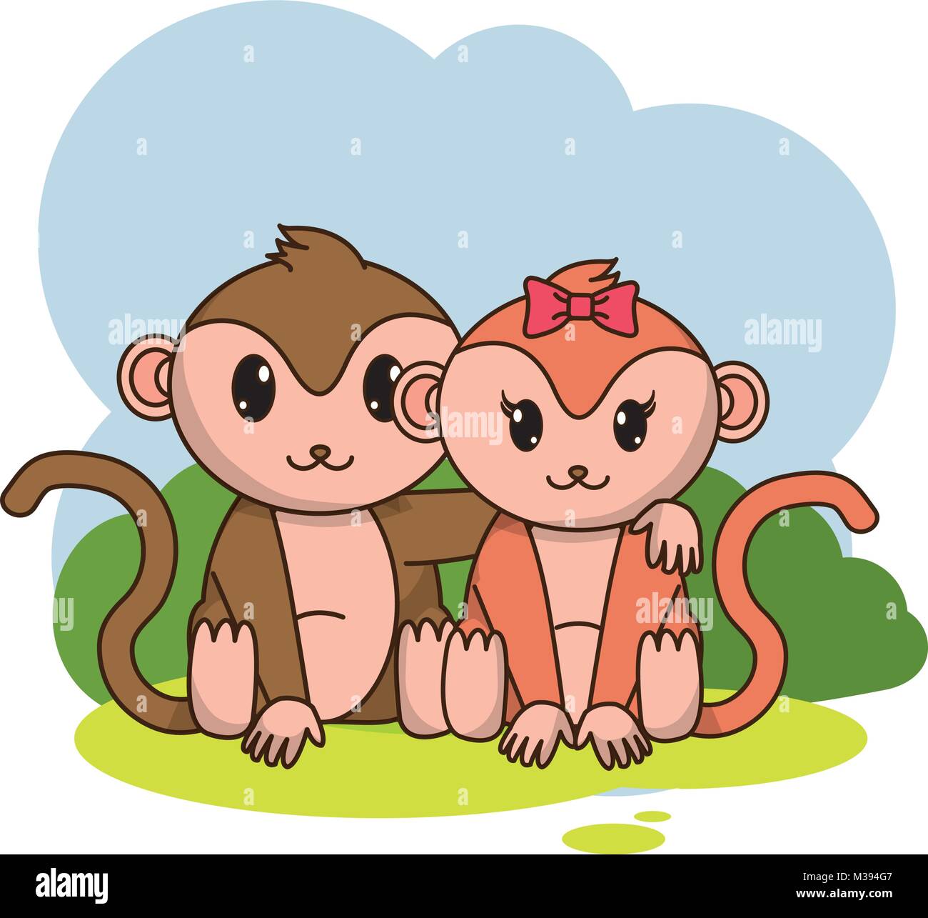 Monkey in love cartoon hi-res stock photography and images - Alamy