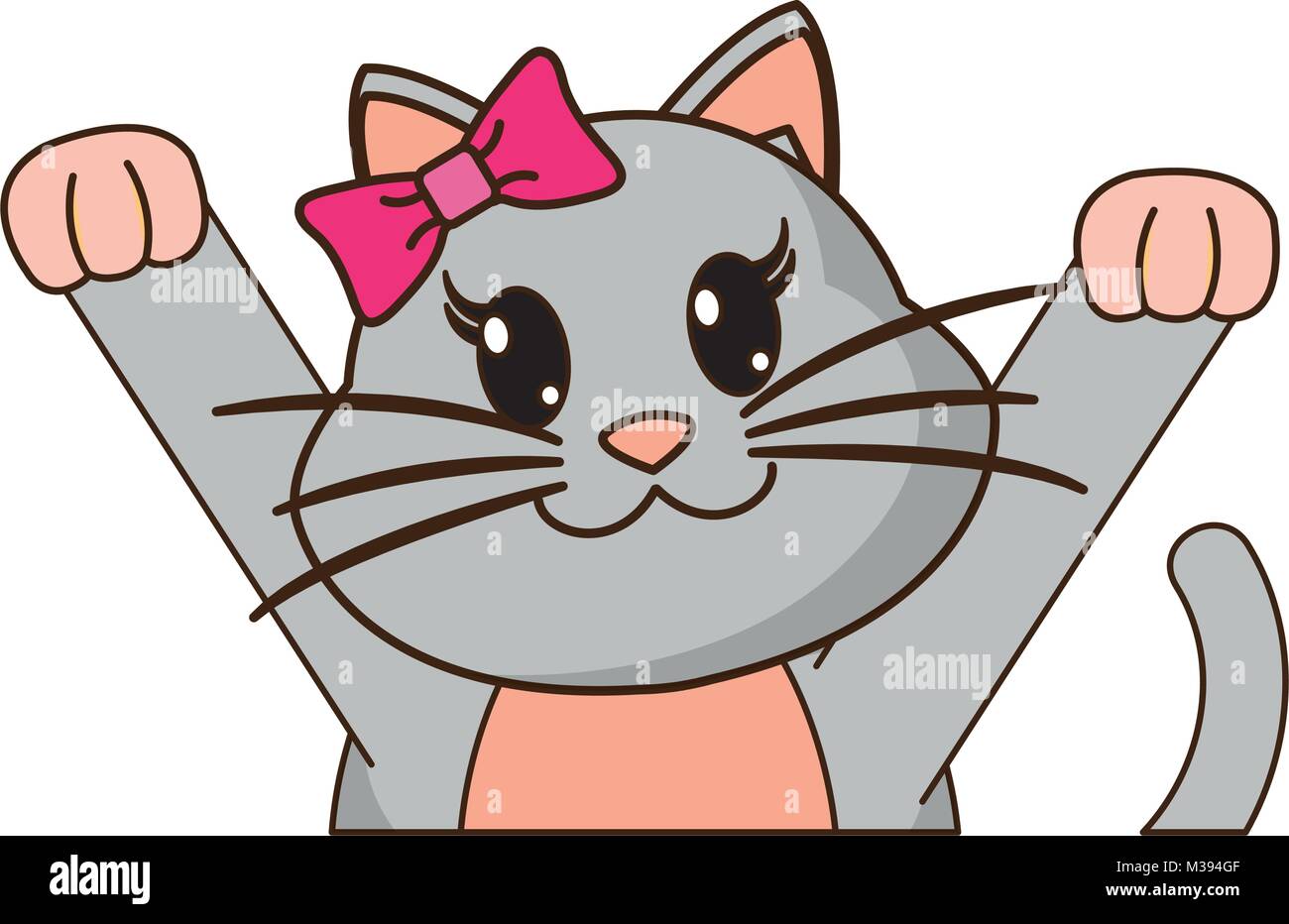 adorable female cat with hands up Stock Vector Image & Art - Alamy