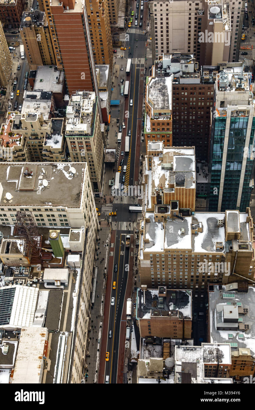 Aerial view of New York City Manhattan with skyscrapers and streets ...