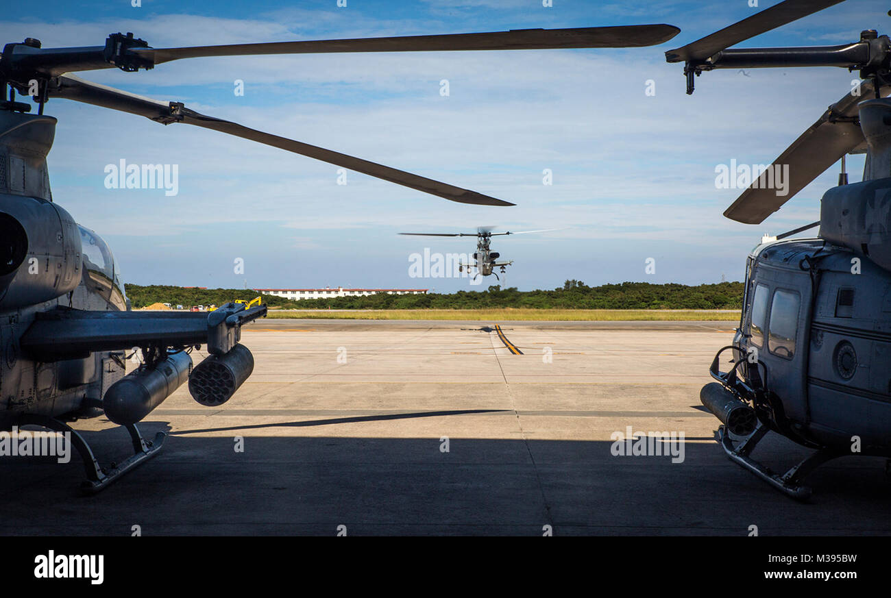 An AH-1Z Viper with Marine Light Attack Helicopter Squadron 169 taxis ...