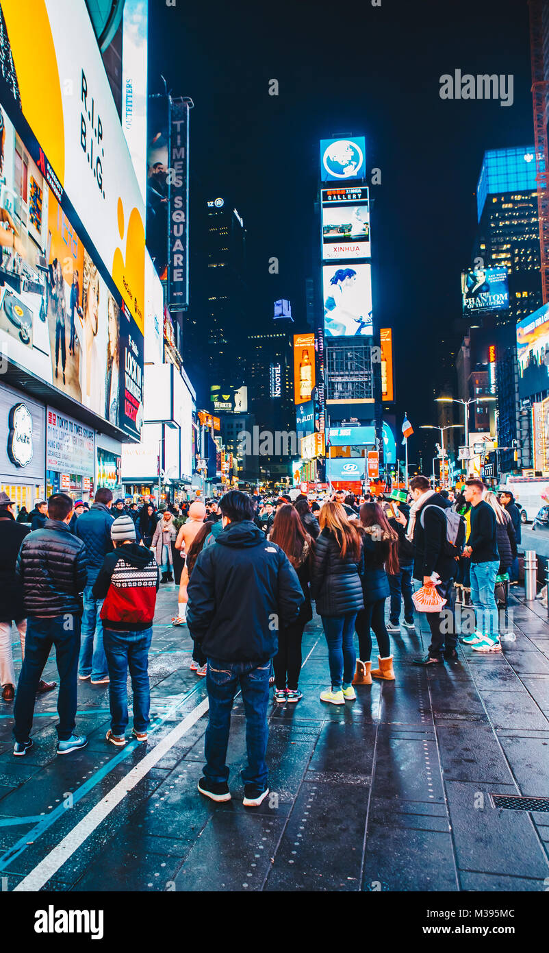 New York City, USA- March 18, 2017: Times Square, featured with ...