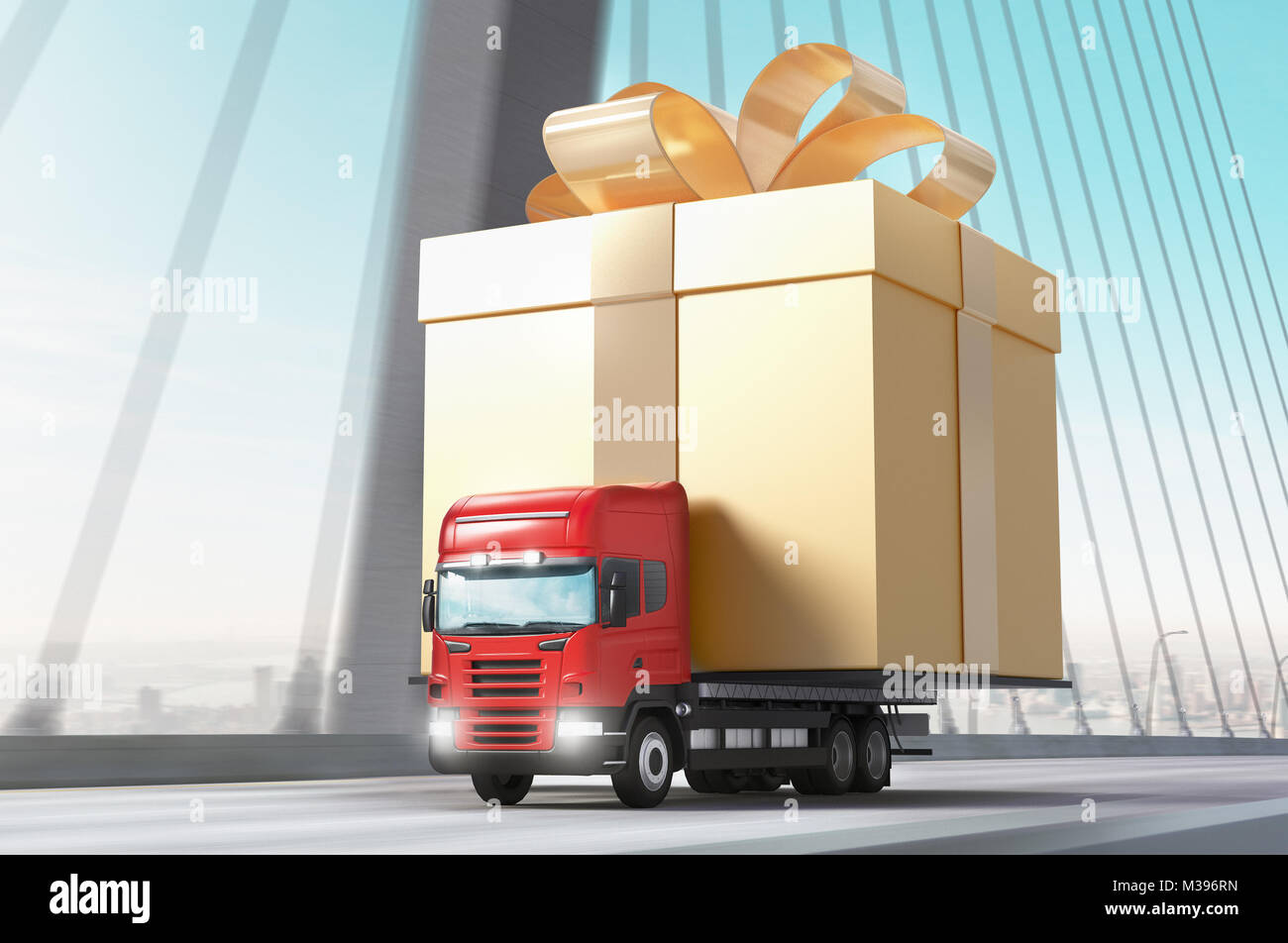 3d truck gift box delivery hi-res stock photography and images - Alamy