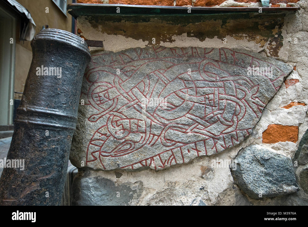 Ancient rune stone at Gamla Stan, Stockholm, Sweden Stock Photo - Alamy