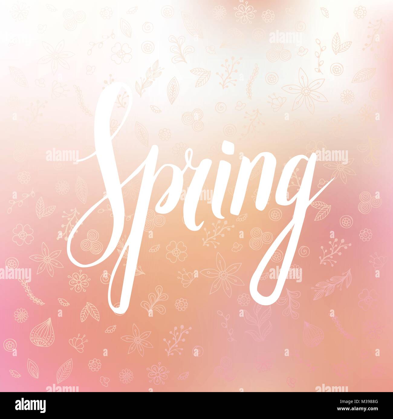 Spring wording with floral elements on background. Vector greeting card ...