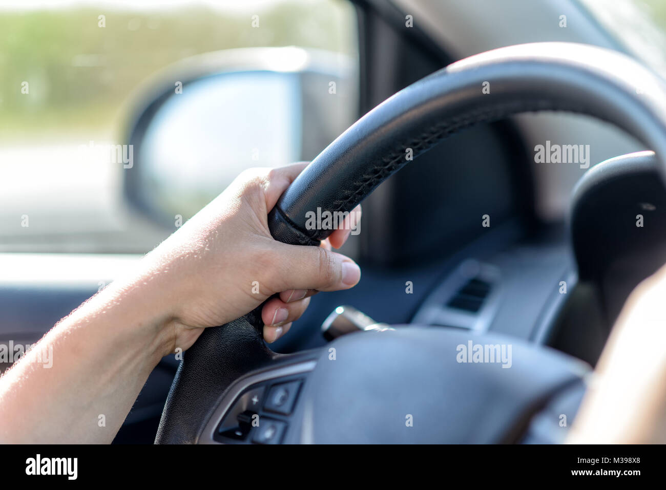 inside of a car driving on the motorway Stock Photo - Alamy
