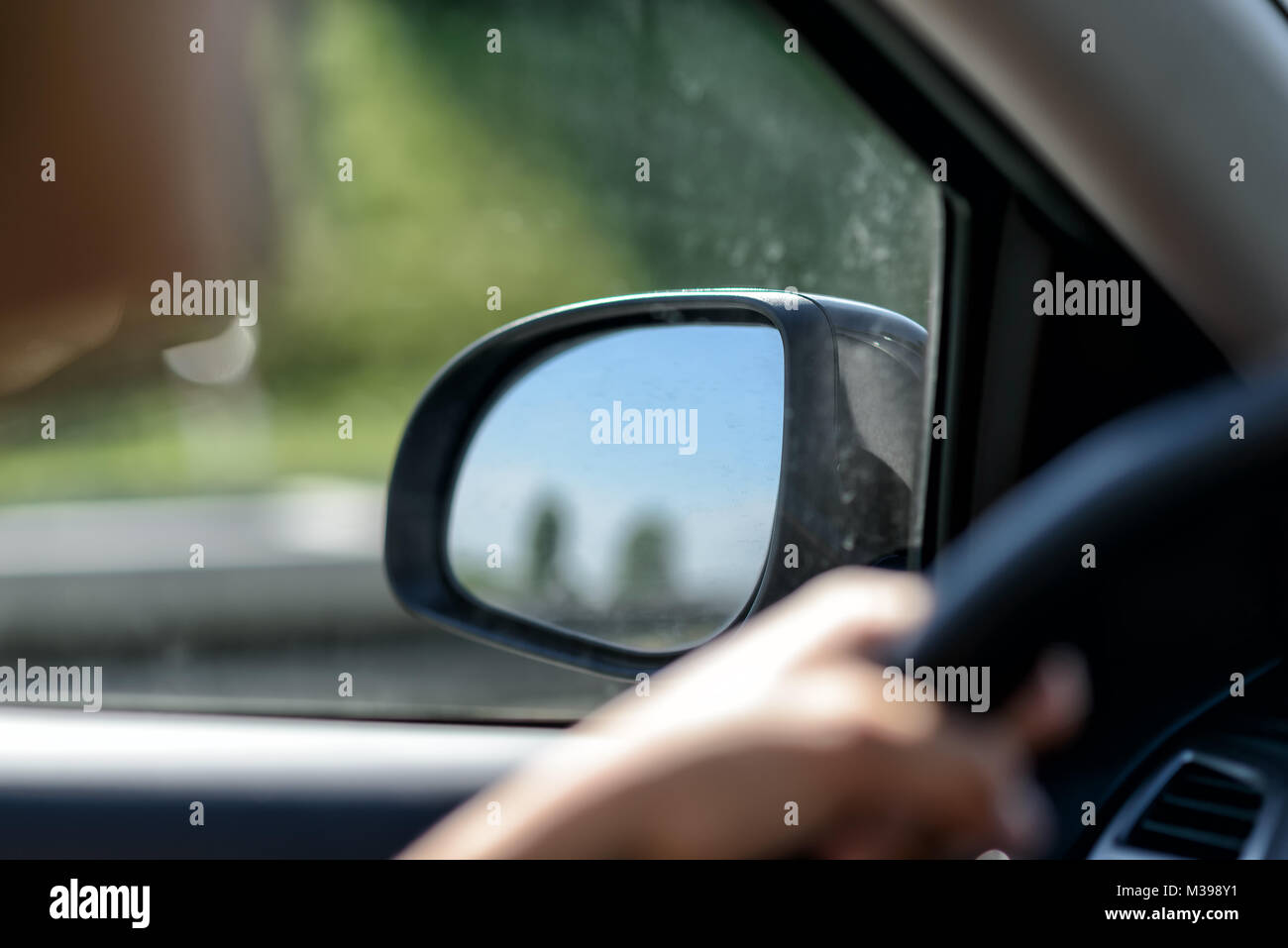 inside of a car driving on the motorway Stock Photo - Alamy