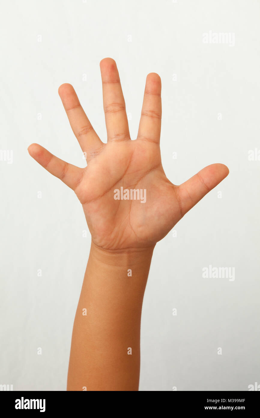 Kids raising hands white background hi-res stock photography and images ...