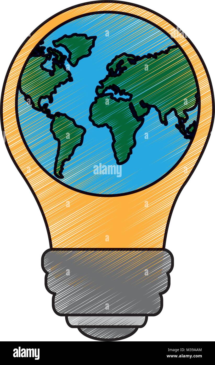 light bulb with planet earth icon ecology and saving energy Stock ...