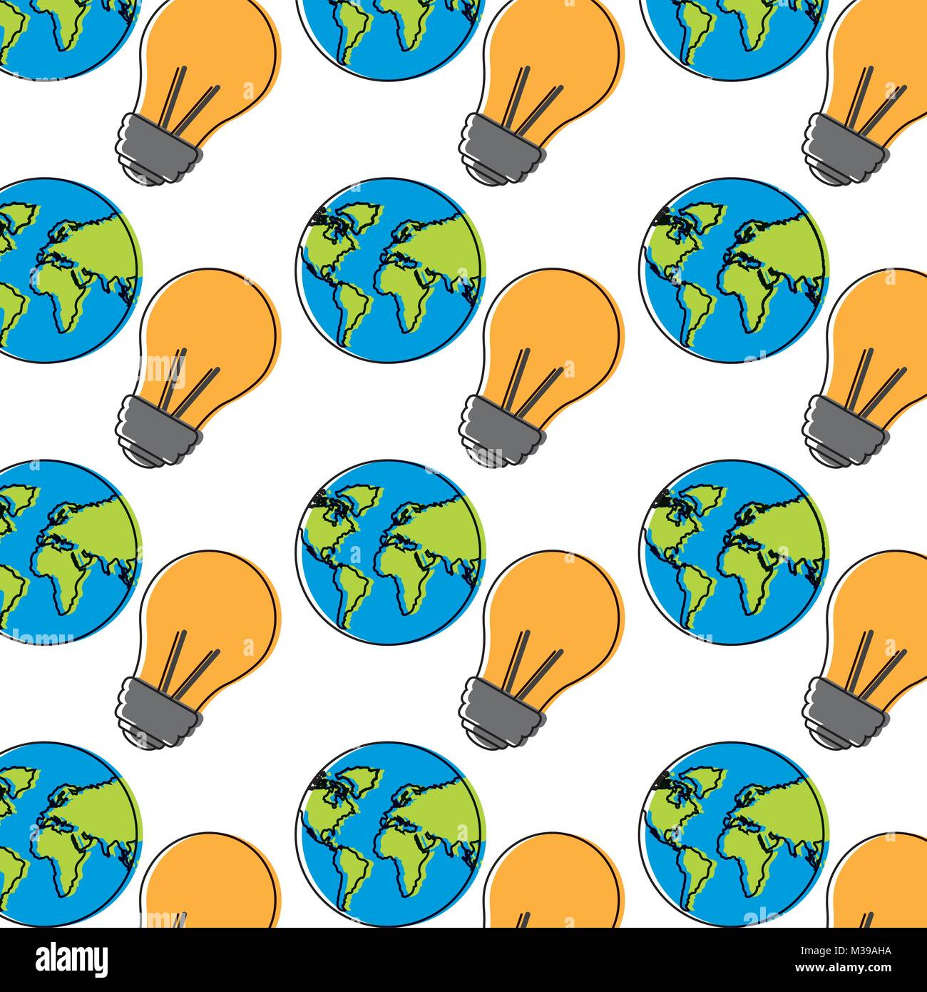 earth planet map and light bulb conservation wallpaper image Stock ...