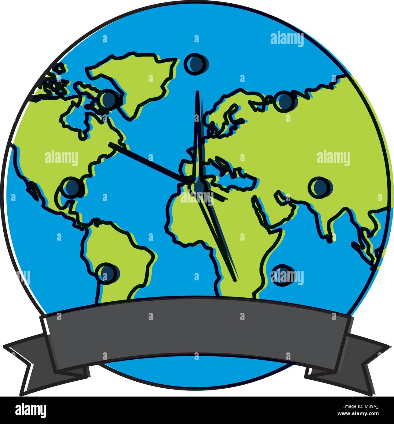 clock with earth planet globe with banner Stock Vector Image & Art - Alamy