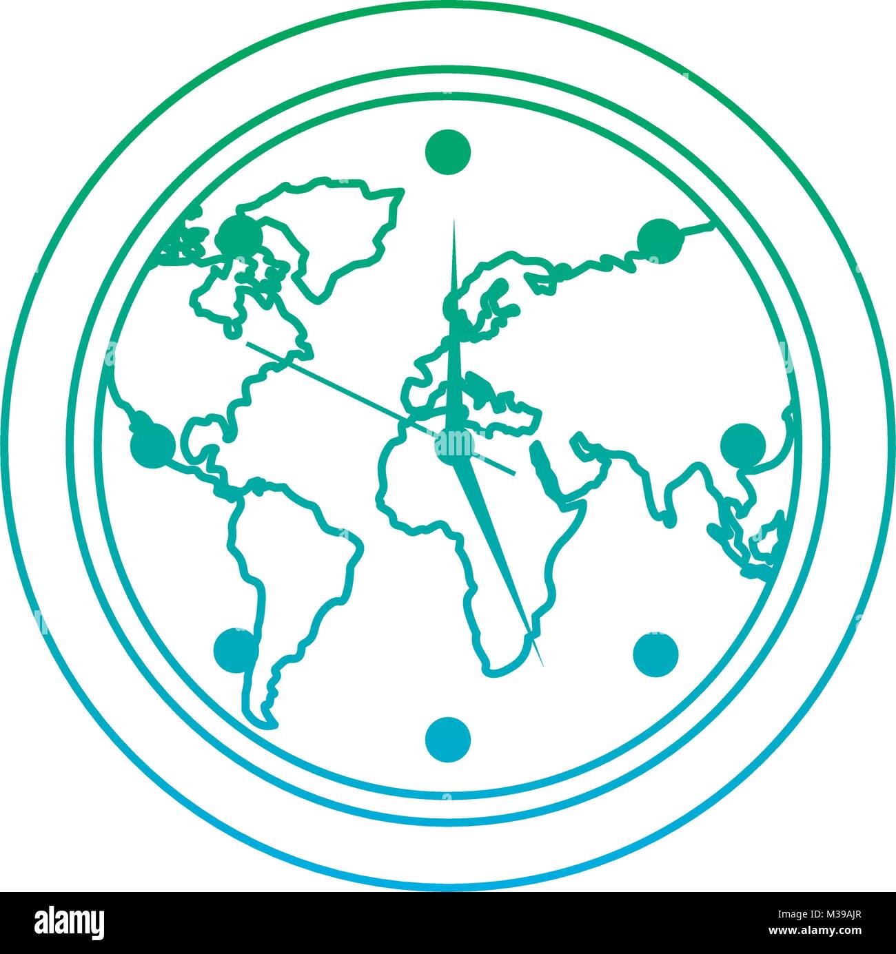 World globe clock line Stock Vector Images - Alamy