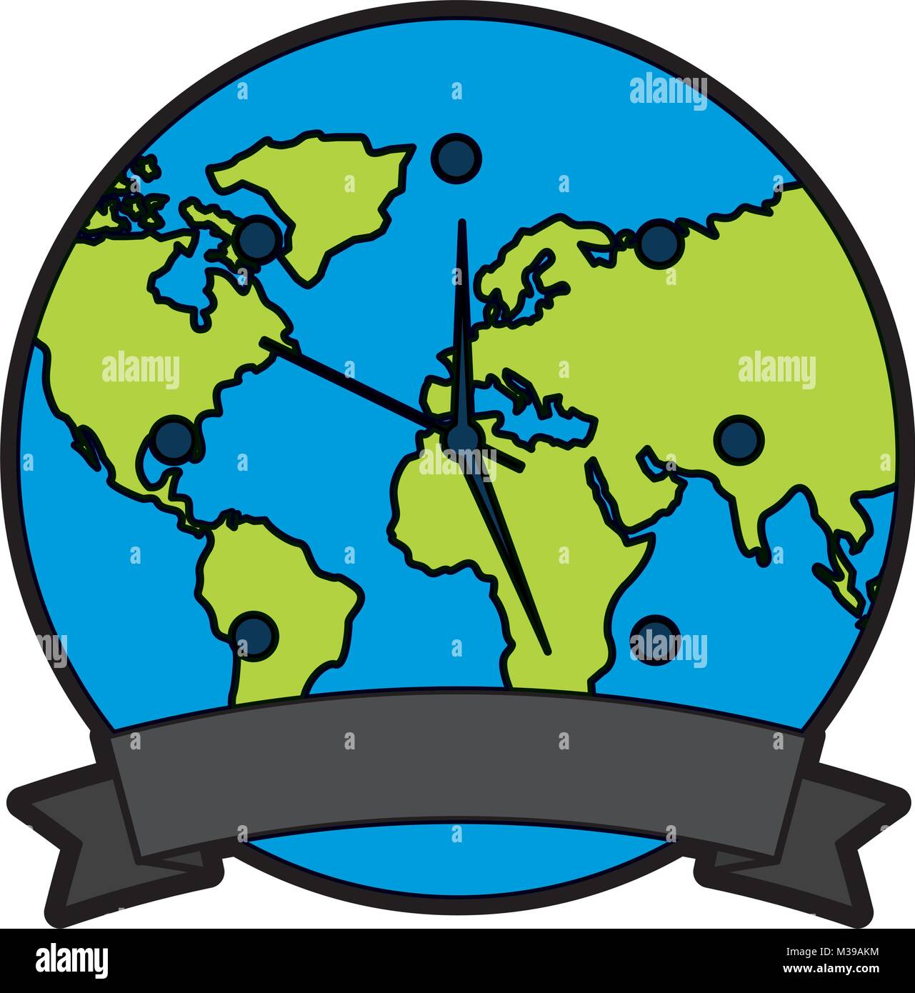 clock with earth planet globe with banner Stock Vector Image & Art - Alamy