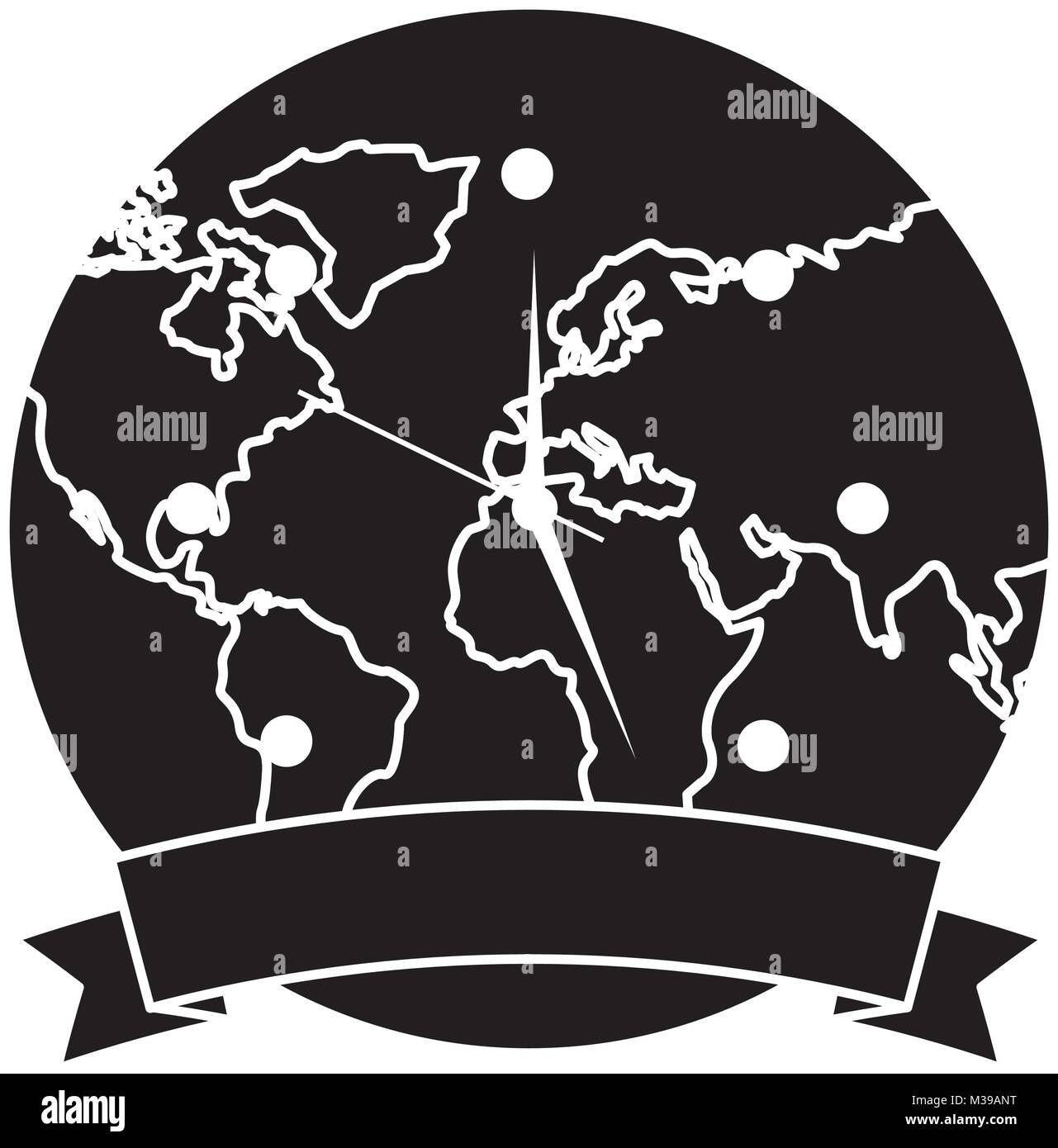 clock with earth planet globe with banner Stock Vector Image & Art - Alamy