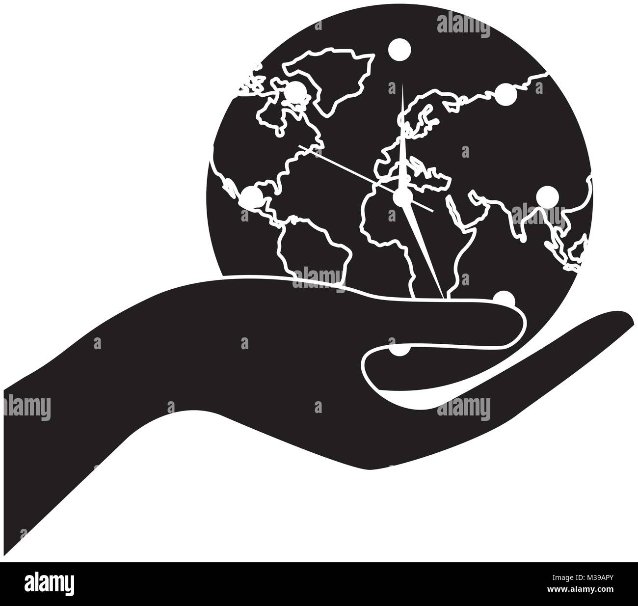 earth globe clock in hand Stock Vector Image & Art - Alamy
