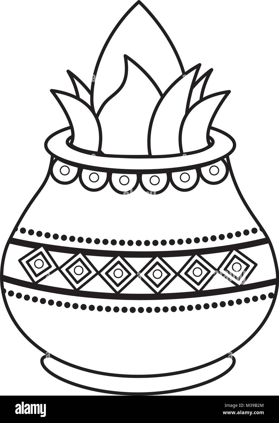vessel with coconut leaves for hindu ritual purna kalasha Stock Vector ...