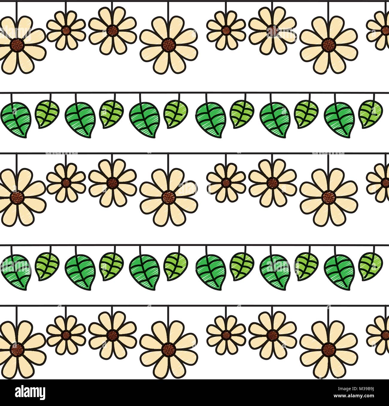 decorative garlands flowers and leaves natural background image Stock ...