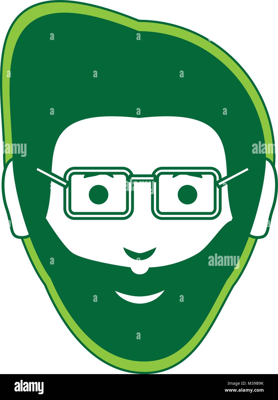 cartoon man with beard and wearing over white background, green shading ...