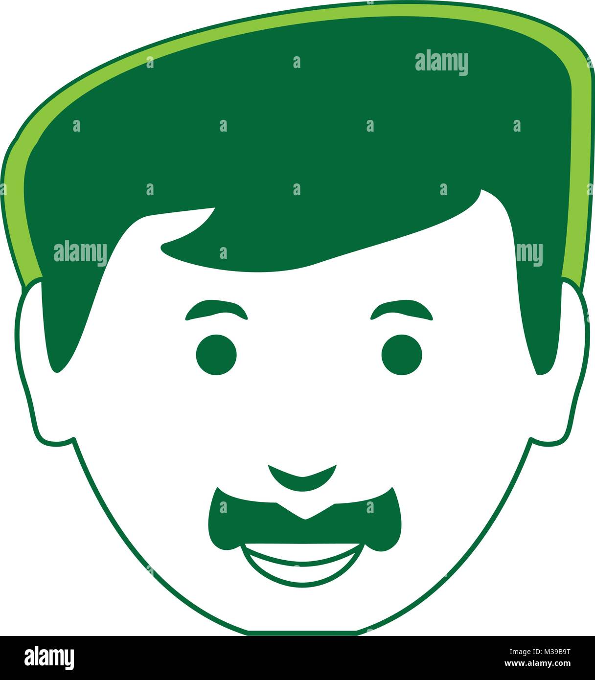 cartoon man with mustache icon over white background, green shading ...