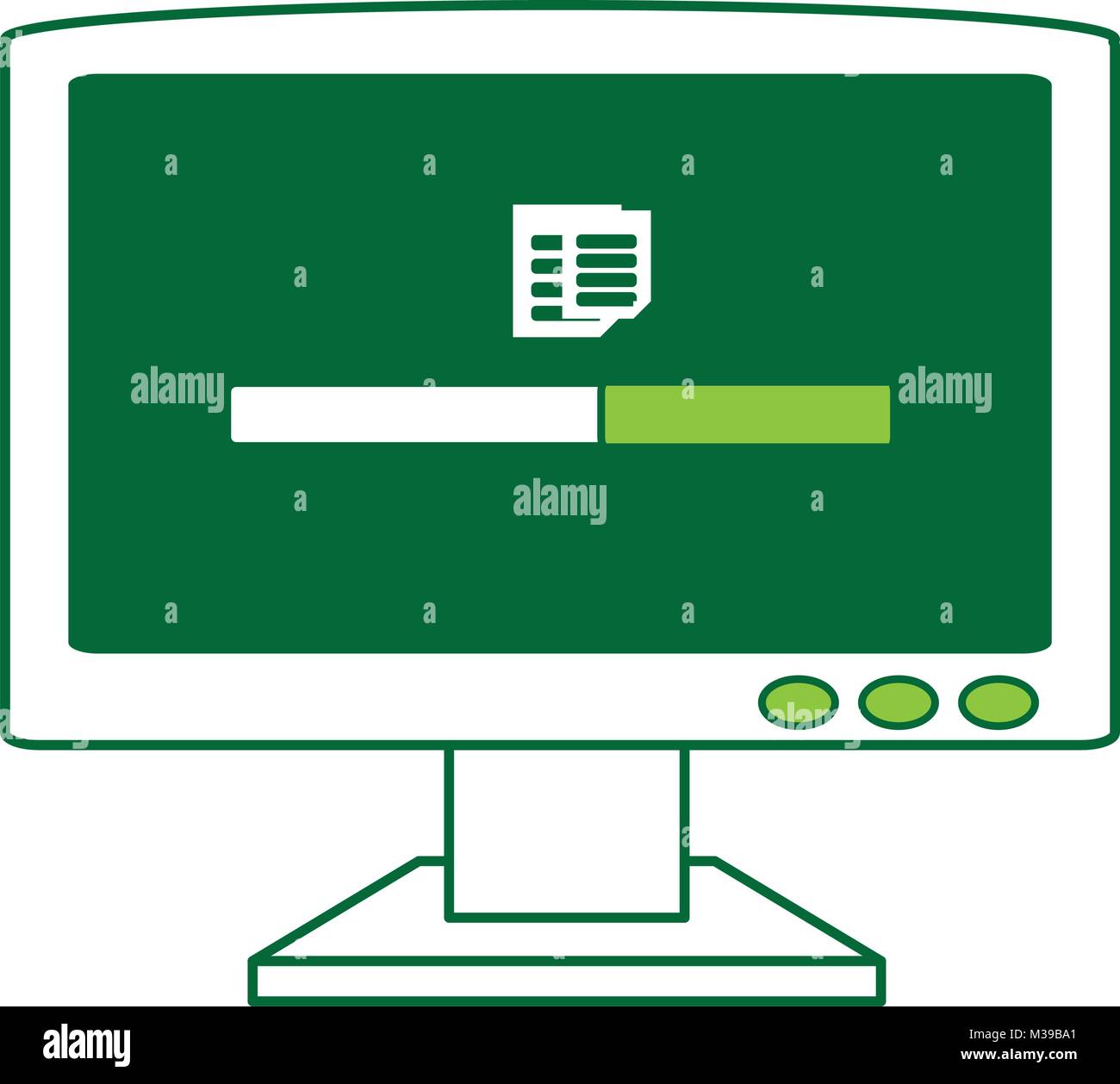 monitor computer with download files bar on screen over white ...