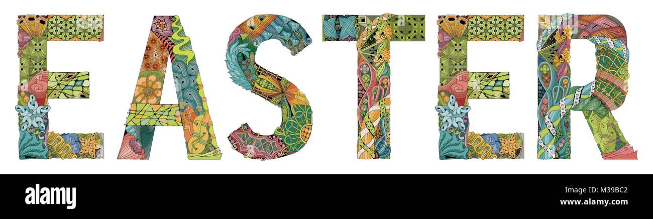 Word EASTER. Vector decorative zentangle object Stock Vector Image ...