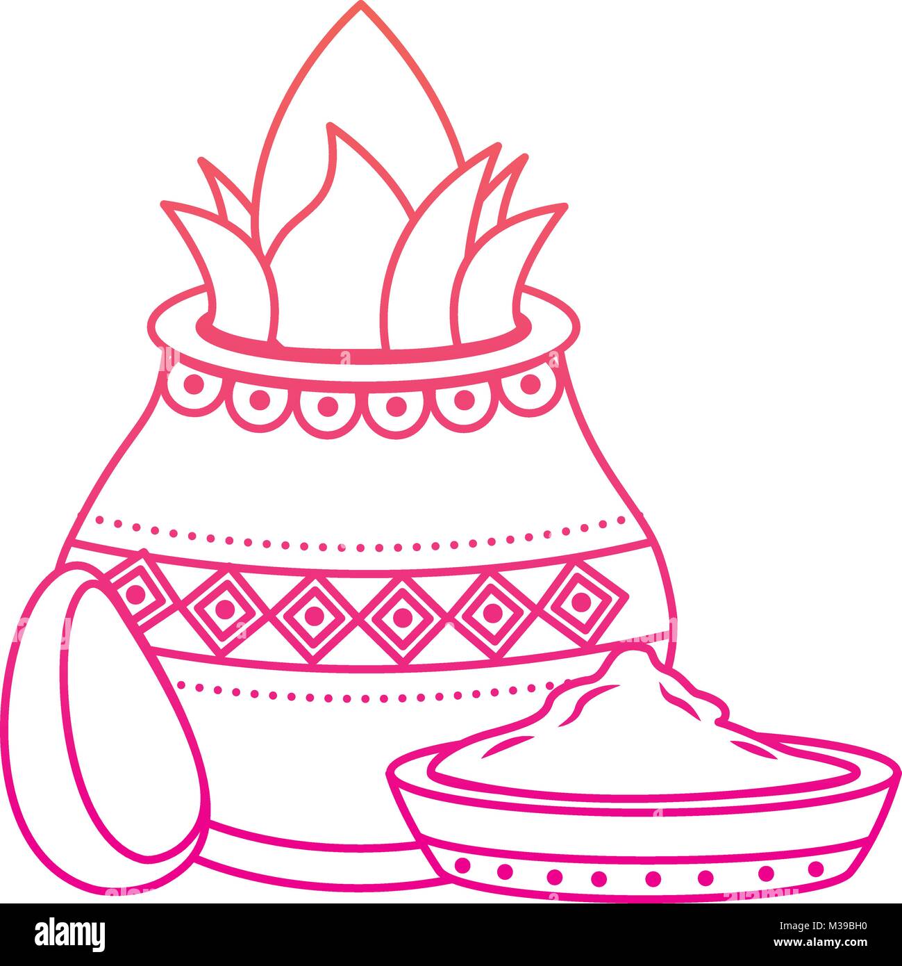 pot kalash coconut avocado and bowl spice hindu Stock Vector Image ...