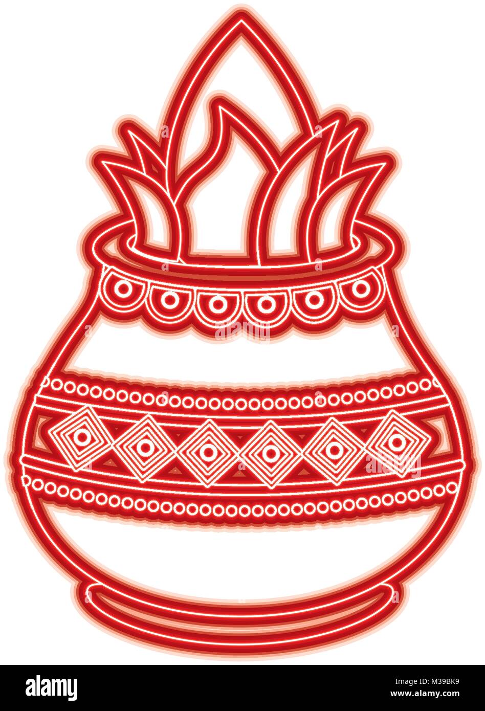 vessel with coconut leaves for hindu ritual purna kalasha Stock Vector ...