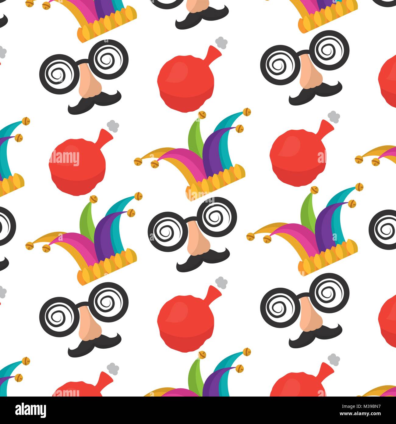 april fools mask jester hat and whoopee cushion background Stock Vector ...