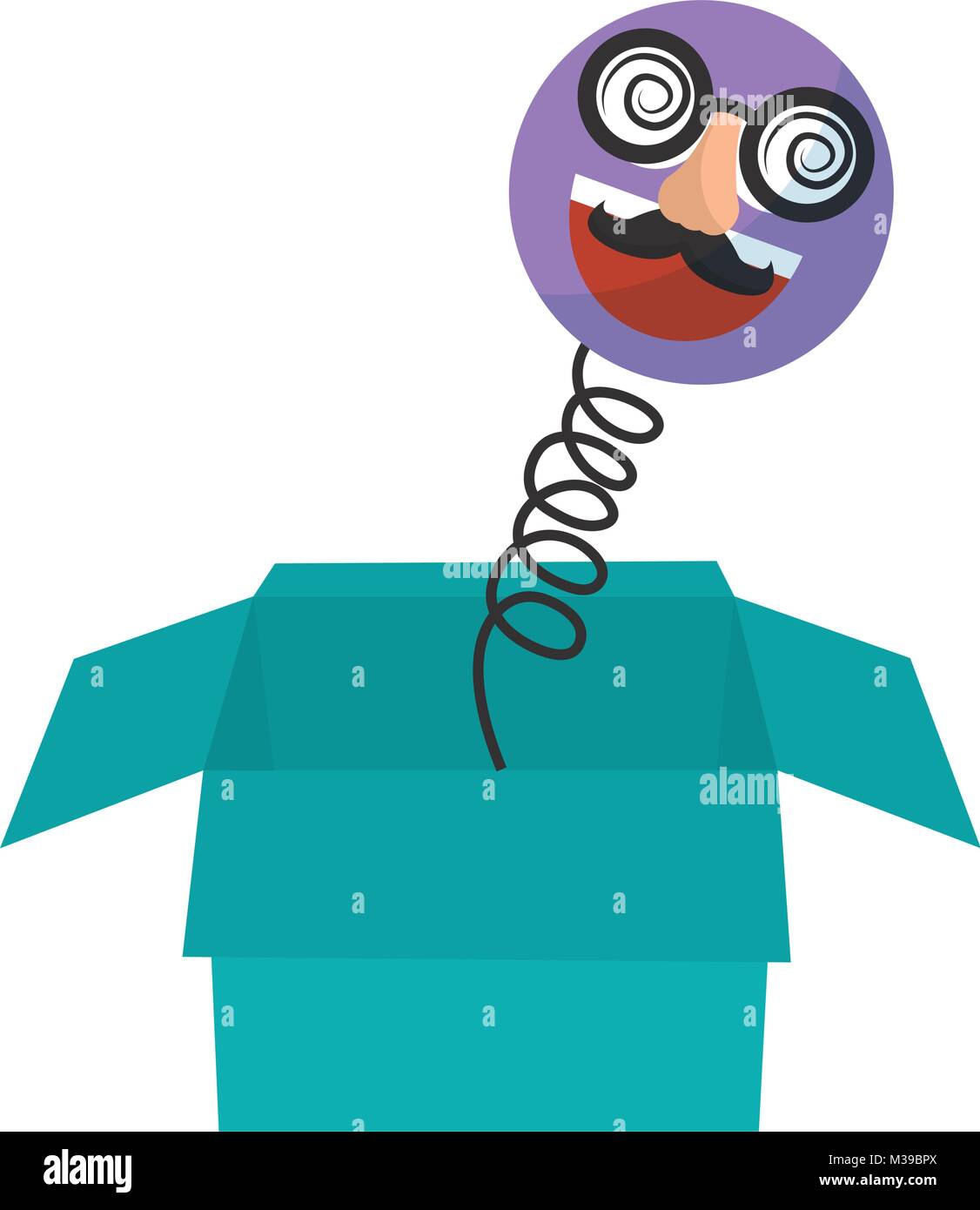 joke box emoticon smile silly glasses mustache funny Stock Vector Image ...