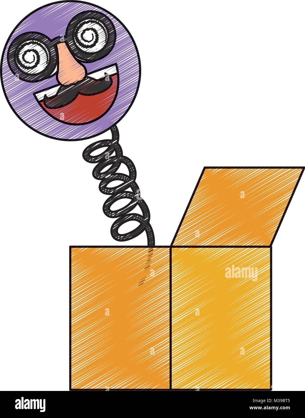 joke box emoticon with glasses mustache and nose prank Stock Vector ...