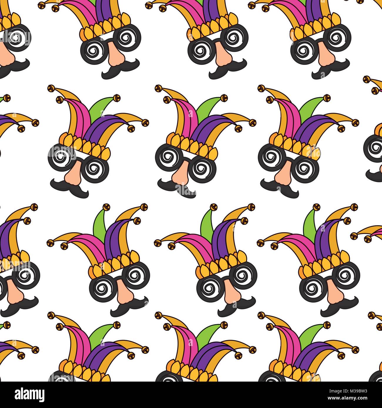 funny mask silly glasses mustache hat carnival background Stock Vector ...