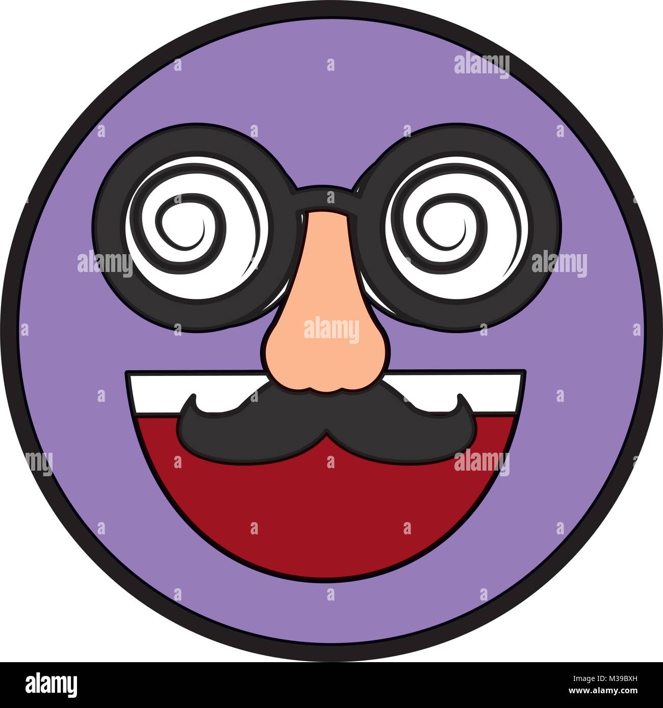 fake smile emoticon with mustache and silly glasses Stock Vector Image ...