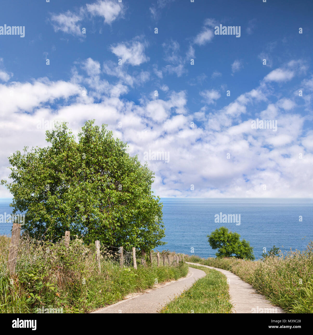 Path to sea, generic landscape or seascape in the Basque Country, Spain ...