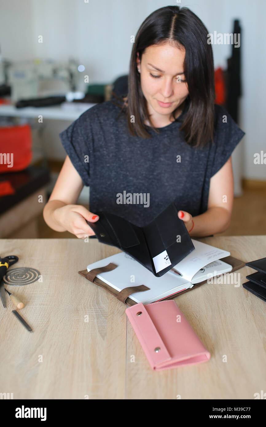 young designer making women bags for sale Stock Photo - Alamy