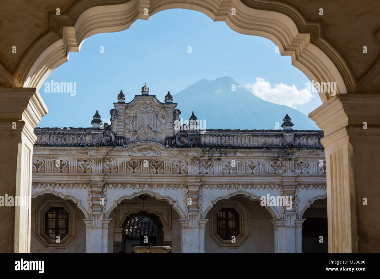 Colonial architecture in ancient Antigua Guatemala city, Central ...