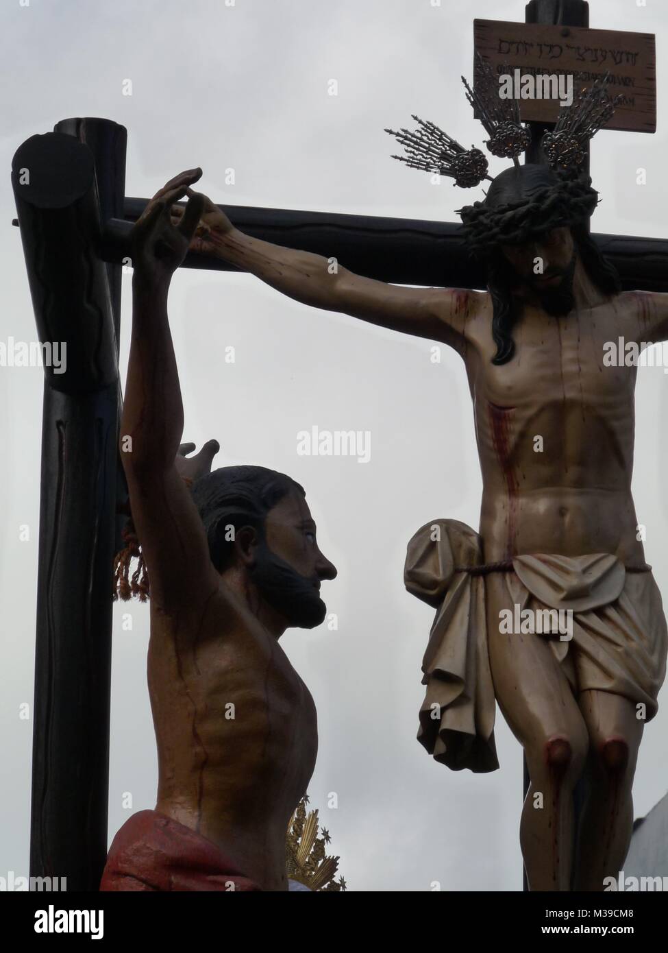 Holy Week (Semana Santa) statue of Christ on the cross in procession in ...