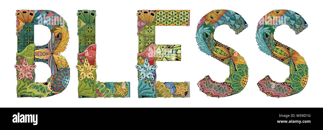 Word BLESS. Vector decorative zentangle object Stock Vector Image & Art ...