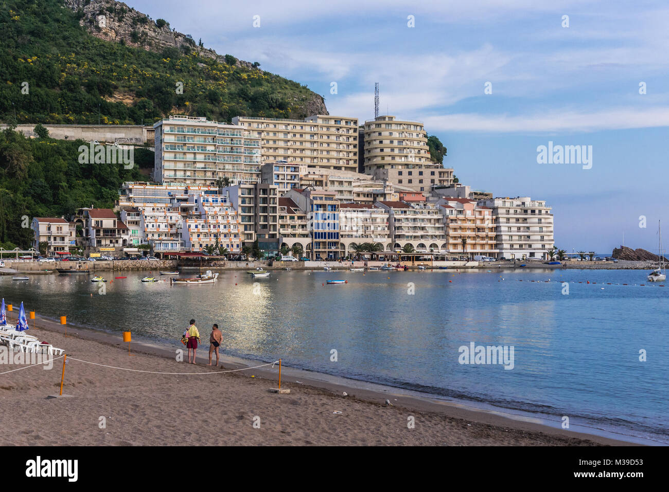 Beach in Rafailovici resort town, part of so called Budva Riviera on ...