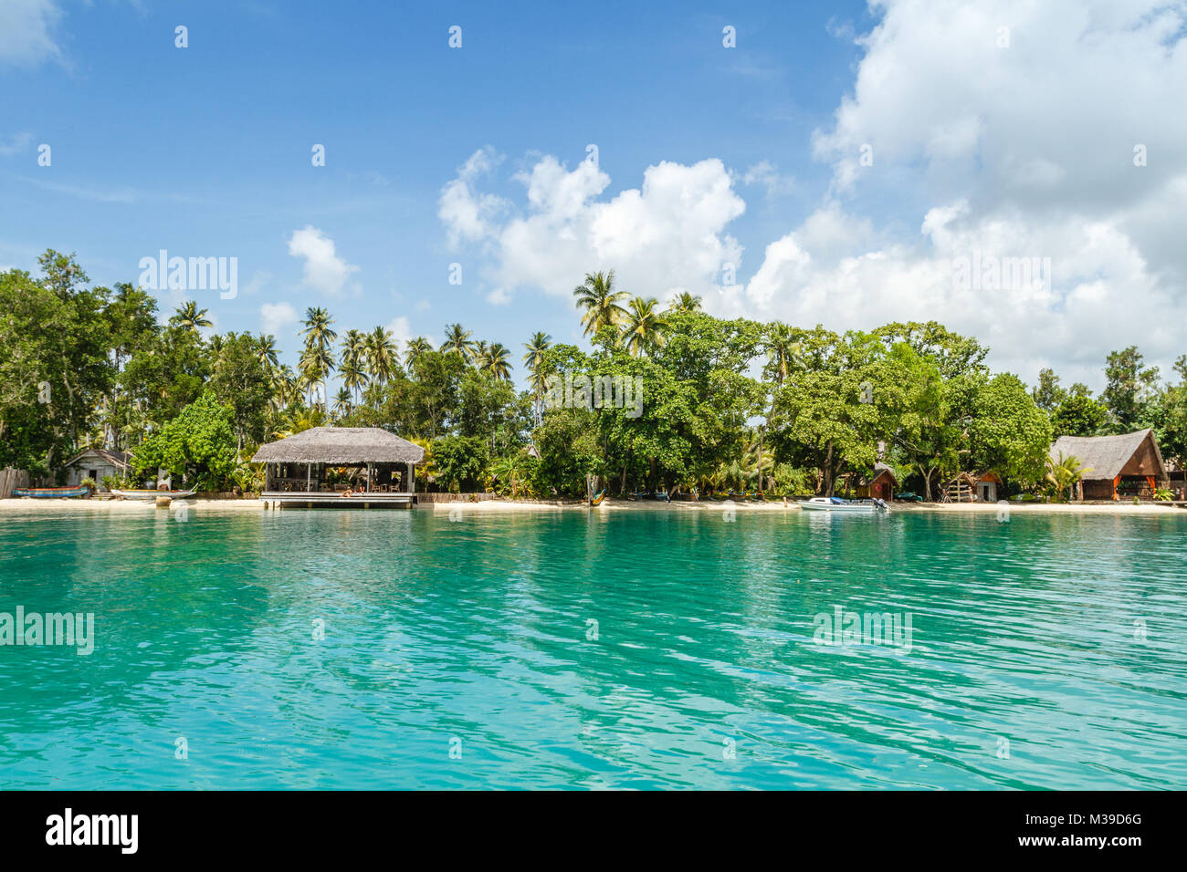 Ratua Private Island, view of the resort from the ocean, Republic of ...