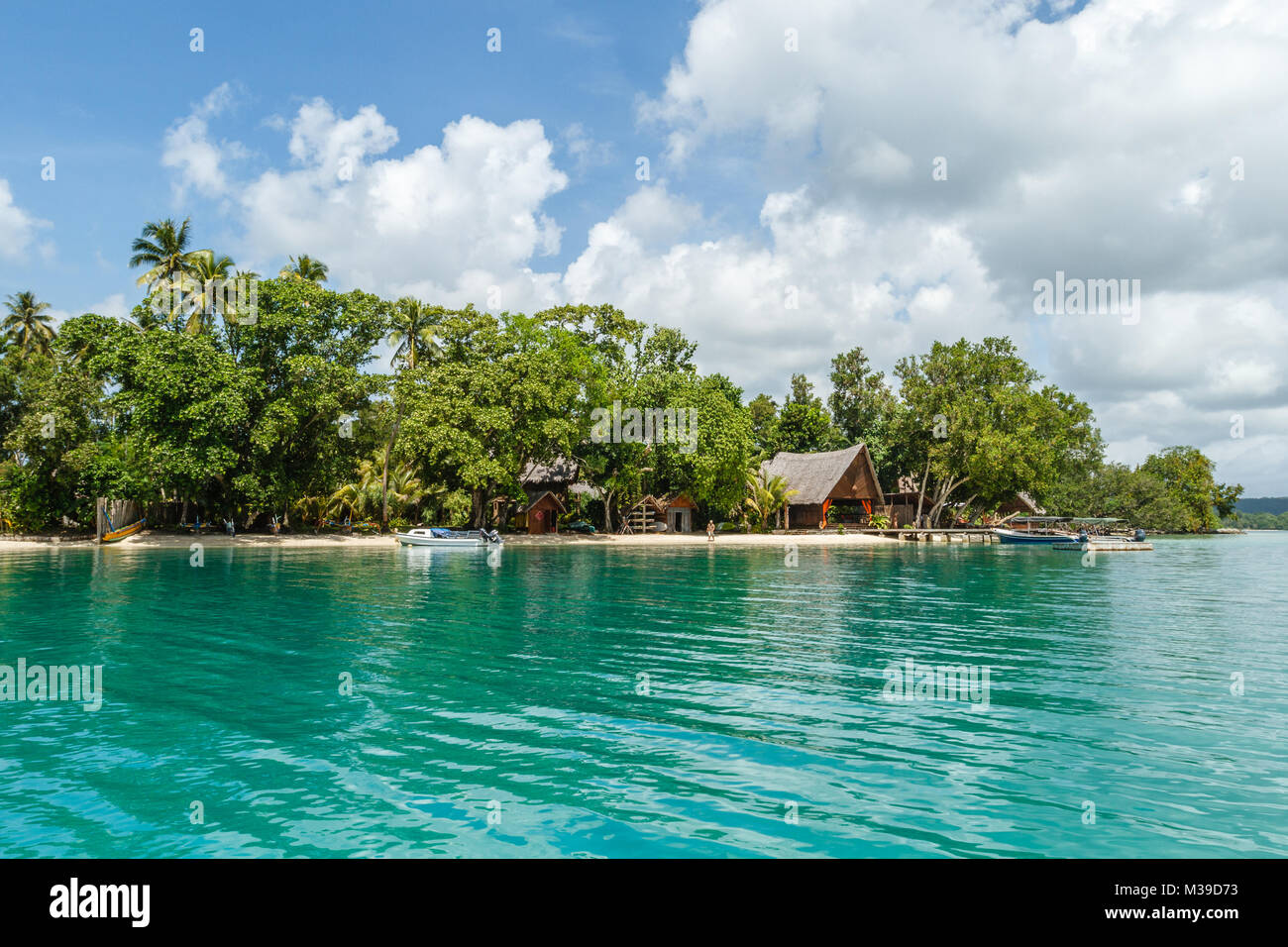 Ratua Private Island, view of the resort from the ocean, Republic of ...