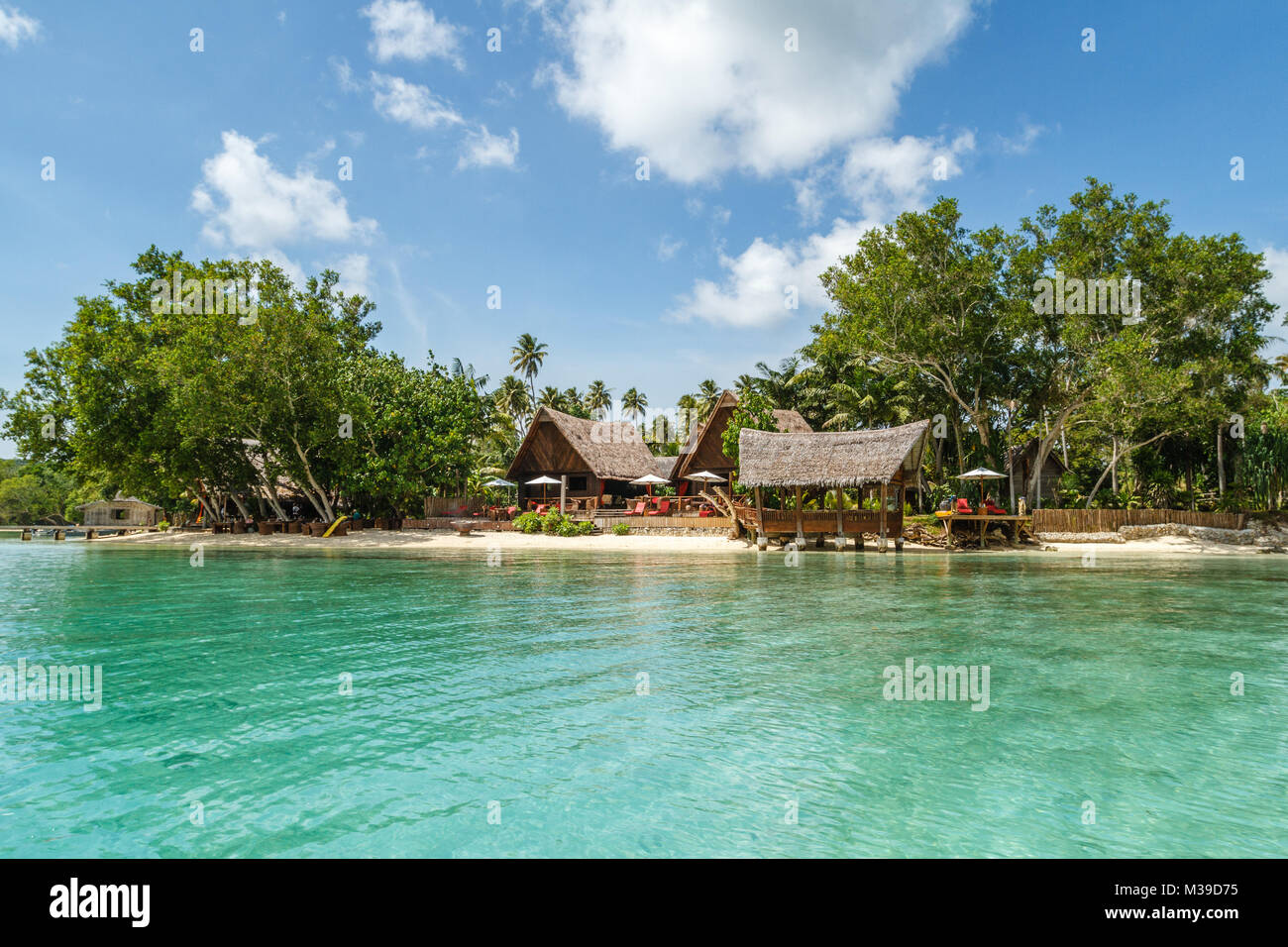 Ratua Private Island, view of the resort from the ocean, Republic of ...