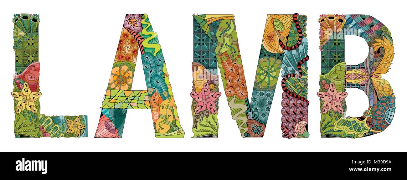 Word LAMB. Vector decorative zentangle object Stock Vector Image & Art ...