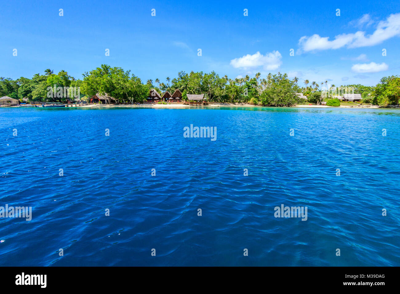 Ratua Private Island, view of the resort from the ocean, Republic of ...