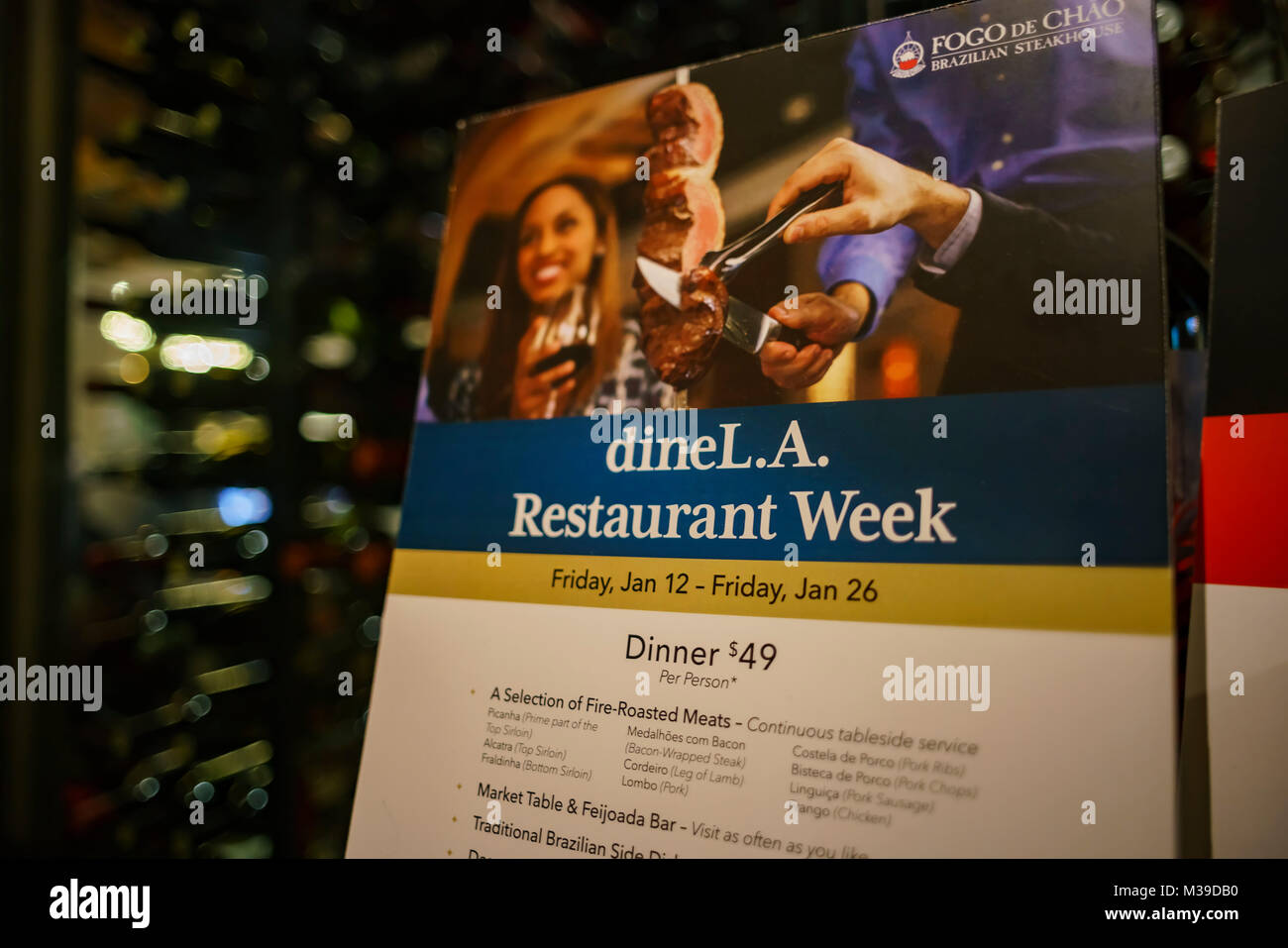 Los Angeles, JAN 14: Dine L.A. menu of a restaurant on JAN 14, 2018 at ...